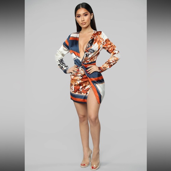 Fashion Nova | Dresses | Fashion Nova Whole Lotta Class Satin Deep V ...